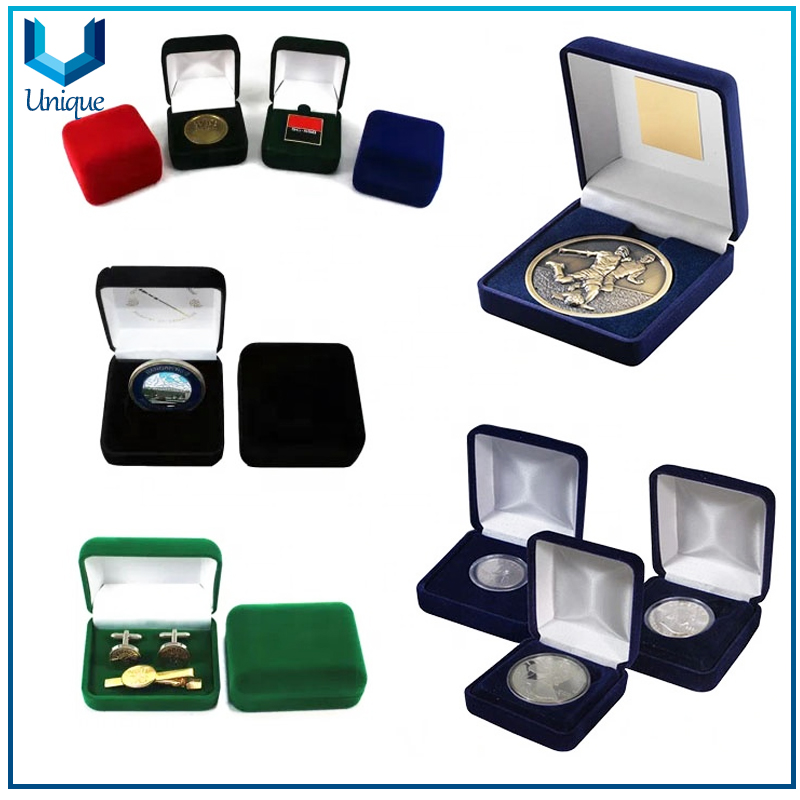 Free Mold Gold Stamp Green Velvet Medals Badges Coins Display Boxes ...